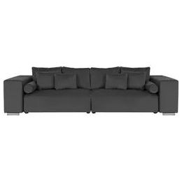 Big-Sofa Inosign "Aliya" Sofas Gr. B/H/T: 290cm x 80cm x 110cm, Samtoptik, grau (dunkelgrau) incl. Bettfunktion und Bettkasten, Breite 290 cm,incl. Zierkissen