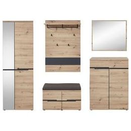 Garderoben-Set Innostyle "MEMPHIS" Kastenmöbel-Sets Gr. B/H/T: 255cm x 192cm x 38cm, Set, Garderoben-Set-bestehend aus:-1x Garderobenschrank-1x Schuhschrank-1x Garerobenpaneel-1x Garerobenspiegel-1x Garderobenbank, braun (artisan eiche)