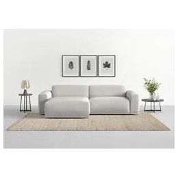 Ecksofa Trendmanufaktur "Braga, mit hochwertigem Kaltschaum, L-Form, in Cord erhältlich" Sofas Gr. B/H/T: 255cm x 72cm x 160cm, Struktur weich LENNON, Recamiere links, silberfarben (silver lining) modernes Sofa, Couch mit hohem Sitzkomfort, 25572160 cm (BHT)