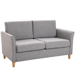 HOMCOM 2-Sitzer Sofa Stoffsofa Doppelsofa abnehmbar mit Kissen 200 kg-Belastbarkeit Leinen Schaumstoff Hell