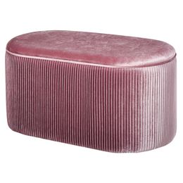 HOMCOM Sitzbank Polsterbank mit Stauraum Truhenbank für Wohnzimmer französische Stil Samt elegant Rosa 81 x