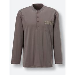 w&auml;schepur men Herren Schlafanz&uuml;ge mit gemusterter Hose, dunkeltaupe + ecru, Gr&ouml;&szlig;e 60/62