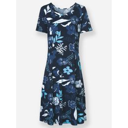WITT Damen Jerseykleid zum Reinschl&uuml;pfen, marine-jeansblau-bedruckt, Gr&ouml;&szlig;e 19