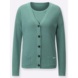WITT Damen Twin-Set aus reiner Baumwolle, jade, Gr&ouml;&szlig;e 40