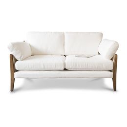 PIB 2-Sitzer Vintage-Sofa aus Leinen, weiß 167x83x91cm