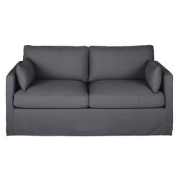 Maisons du Monde Ausziehbares 2/3-Sitzer-Sofa mit schiefergrauem Bezug, Matratze 10cm 180x86x95cm