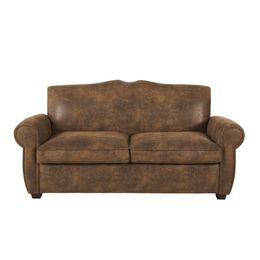 Maisons du Monde Ausziehbares 2-Sitzer-Sofa mit braunem Suedine-Bezug 175x86x84cm