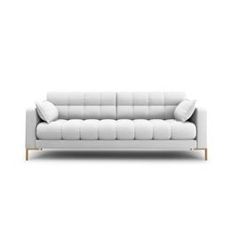 Micadoni Home 3-Sitzer Sofa aus strukturiertem Stoff hellgrau 177x75x92cm
