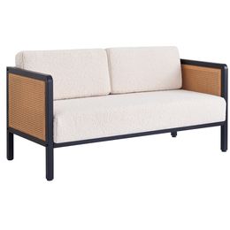 Nordlys Sofa aus Rattan und Wolle Weiß 68x82x160cm