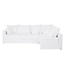 Maisons du Monde 5-Sitzer-Ecksofa, Bezug aus gewaschenem Leinen, weiß 280x85x189cm