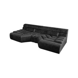 KAWOLA Big Sofa aus Samt mit Kissen, anthrazit 143x76x286cm