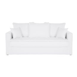 Maisons du Monde 3-Sitzer-Sofa, Bezug aus gewaschenem Leinen, weiß 200x85x95cm