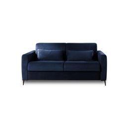 Lisa Design 3-Sitzer Sofa mit Bettfunktion aus Samt Nachtblau 195x88x99cm