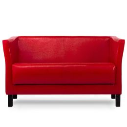 KONSIMO Modernes Sofa 2 Sitzer, aus Kunstleder, Rot 130x71x67cm