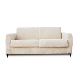 Lisa Design 3-Sitzer Sofa mit Bettfunktion aus geripptem Samt Beige 195x88x99cm