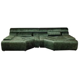 KAWOLA Big Sofa aus Samt mit Kissen, moosgrün 143x76x286cm
