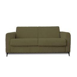 Lisa Design 3-Sitzer Sofa mit Bettfunktion aus geripptem Samt Grün 195x88x99cm