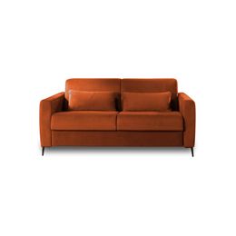Lisa Design 3-Sitzer Sofa mit Bettfunktion aus Samt Rostfarben 195x88x99cm