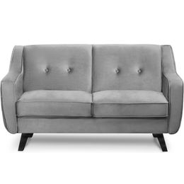 KONSIMO Sofa, 2 Sitzer im zeitlosen Design, Velours-Bezug, hellgrau 146x81x89cm