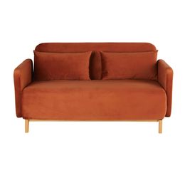 Maisons du Monde 2/3-Sitzer-Sofa Clic-Clac mit Bezug aus orangebraunem Samt 156x82x89cm