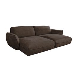 KAWOLA Big Sofa aus Lederimitat, dunkelbraun 180x88x280cm