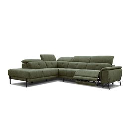 Courtois Laville 5-Sitzer Ecksofa mit Relaxfunktion aus Stoff, grün 288x80x234cm