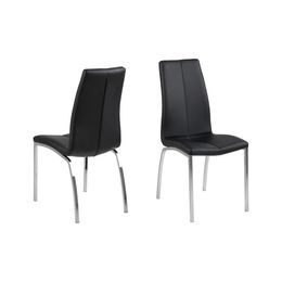 ebuy24 4er Set Esszimmerstühle aus PU Kunstleder, schwarz 44x95x57cm