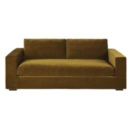 Maisons du Monde 3/4-Sitzer-Sofa mit bronzefarbenem Samtbezug, Matratze 10cm 212x83x98cm