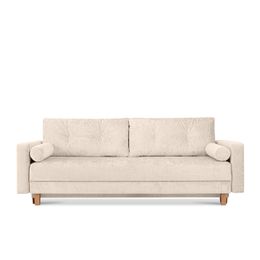 KONSIMO Schlafsofa 3 Pers. mit weicher Sitzfläche und hoher Rückenlehne, ecru 100x80x220cm