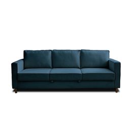 Lisa Design 3-Sitzer Sofa mit Bettfunktion aus geripptem Samt Schieferblau 220x84x89cm