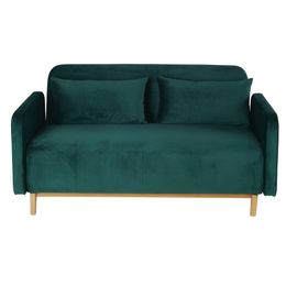 Maisons du Monde 2/3-Sitzer-Sofa Clic-Clac mit Bezug aus grünem Samt 156x82x89cm