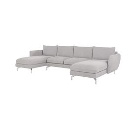 S-Style Möbel Wohnlandschaft mit Silber-Füßen aus Mikrofaser-Stoff, Silber 167x87x349cm