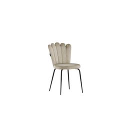 ebuy24 2er Set Esszimmerstühle aus Velours, beige 44x82x42cm