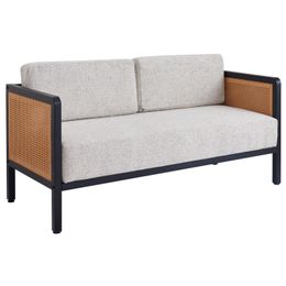 Nordlys Sofa aus Rattan und Stoff Grau 68x82x160cm