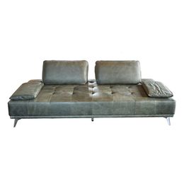 KAWOLA Daybed aus Leder, moosgrün 240x83x110cm