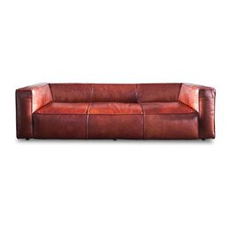 PIB 3-Sitzer-Sofa aus Leder im Vintage-Stil, rot 252x65x109cm