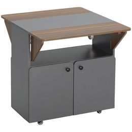 HOMCOM Esstisch Klapptisch mit Rollen Küchentisch mit zwei klappbare Tischseiten Esszimmertisch Sideboard m