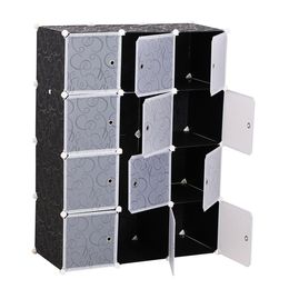 HOMCOM Kleiderschrank DIY Garderobe Regalsystem Steckregal Würfel Garderobenschrank mit Kleiderstange 2 + 6