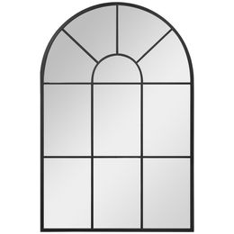 HOMCOM 91 x 60 cm Wandspiegel Bogenfenster-Spiegel Wohnzimmerspiegel Schwarz