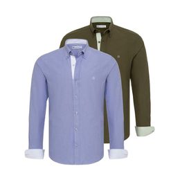 Dandalo Button Up Shirt male Blue, Green size XL
