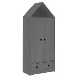 Lüttenhütt Kleiderschrank LÜTTENHÜTT "Alpi", grau, B:75cm H:180cm T:40cm, Massivholz, Schränke, Kiefernholz, mit Einlegeböden und Kleiderstange, Höhe 180 cm