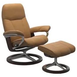 Relaxsessel stressless "Consul" Sessel Gr. Material Bezug, Material Gestell, Ausführung, Maße, braun (new caramel) mit Signature Base, Größe M, Gestell Braun