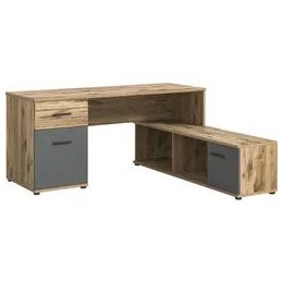 Eckschreibtisch Inosign "Riga, Breite 170cm, in Nox Oak Nachbildung und Basalt grau" Tische Gr. B: 170cm, grau (nox oak nb + nox nachbildung) Bürotisch, Schreibtisch, Ecktisch, Arbeitszimmer, Computertisch