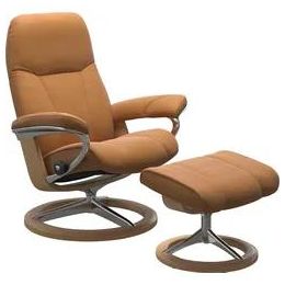 Relaxsessel stressless "Consul" Sessel Gr. Material Bezug, Material Gestell, Ausführung / Funktion, Maße B/H/T, braun (new caramel) mit Signature Base, Größe S, Gestell Eiche