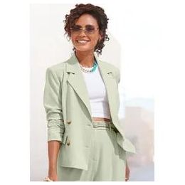 Kurzblazer Lascana Gr. 38, grün (schilfgrün) Damen Blazer mit doppelreihigem Knopfverschluss, Damenblazer, sportlich-elegant