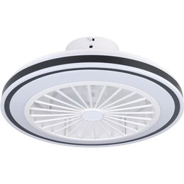 LED Deckenleuchte Eglo "ALMERIA Deckenventilator" Lampen Gr. Ø 48,00 cm Höhe: 19,00 cm, schwarz-weiß (weiß, schwarz, milky) Deckenlampe, Ventilator