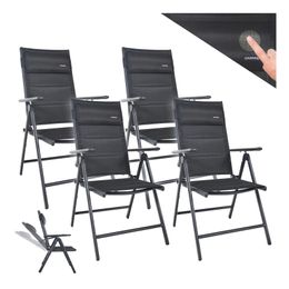 GARMIO&reg; Gartenstuhl Balkonstuhl FLORENZ schwarz, 4er SET, 7-fach verstellbar, klappbar, inkl. Nackenkissen, f&uuml;r Terrasse