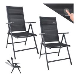 GARMIO&reg; Gartenstuhl Balkonstuhl FLORENZ schwarz, 2er SET, 7-fach verstellbar, klappbar, inkl. Nackenkissen, f&uuml;r Terrasse
