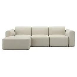 Ecksofa TENKSOM "Rund, Relax-Ecke, Big-Sofa, Endless Seating" Sofas Gr. B/H/T: 266cm x 71cm x 152cm, Boucle, Chaiselongue links, weiß Bezüge wechselbar, Kaltschaum im Sitz, Nordic Swan Ecolabel