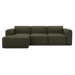 Ecksofa TENKSOM "Rund, Relax-Ecke, Big-Sofa, Endless Seating" Sofas Gr. B/H/T: 266cm x 71cm x 152cm, Boucle, Chaiselongue links, grün (waldgrün) Bezüge wechselbar, Kaltschaum im Sitz, Nordic Swan Ecolabel